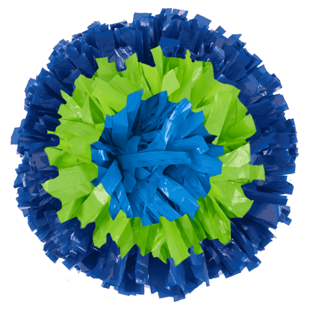 Custom Bullseye Wet Look Show Poms | Pom Express